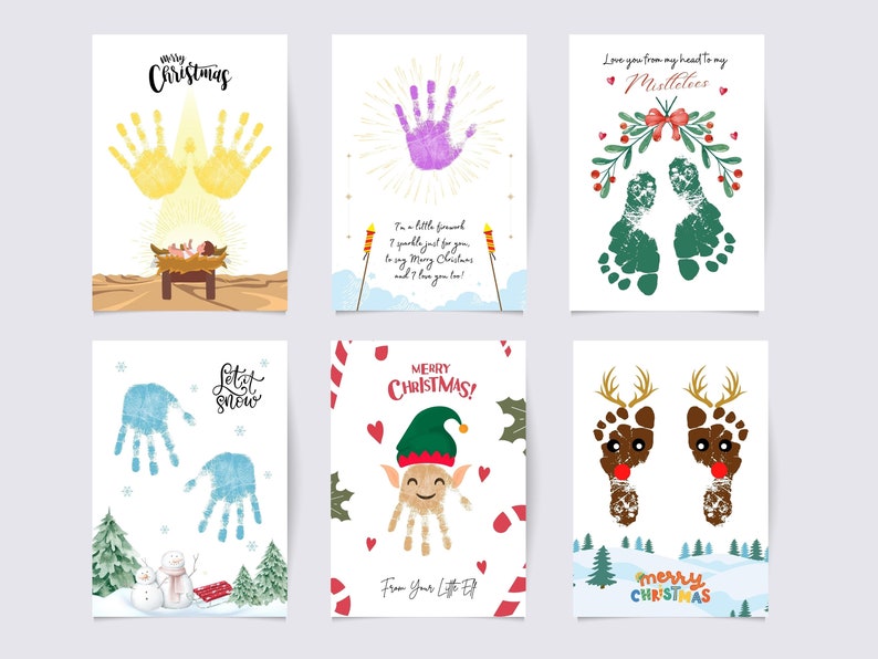 Christmas Handprint Footprint Art Craft Bundle Christmas - Etsy