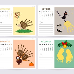 2023 Horizontal Handprint Footprint Calendar, Handprint Art Craft DIY ...