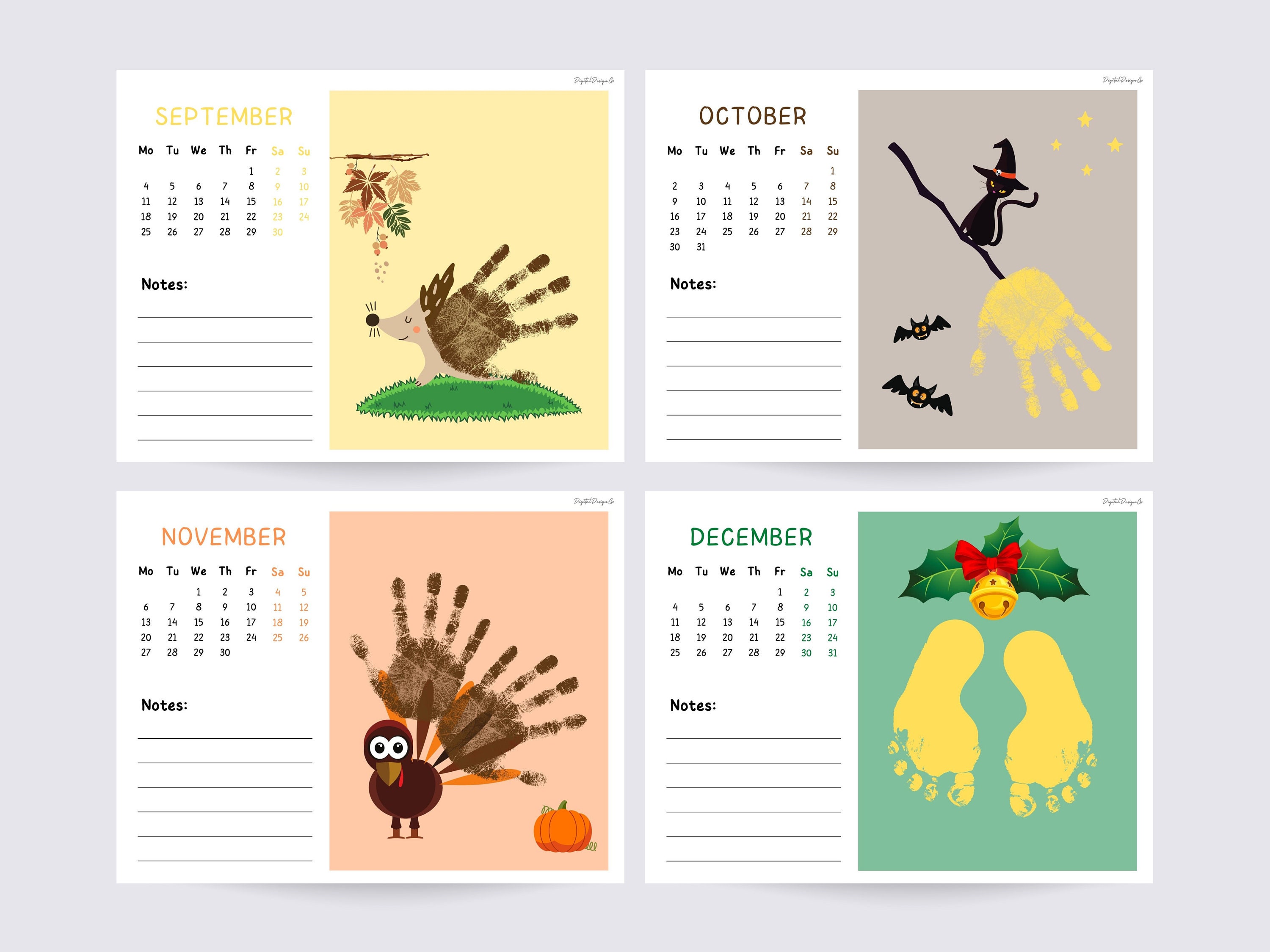 2023 Horizontal Handprint Footprint Calendar Handprint Art - Etsy