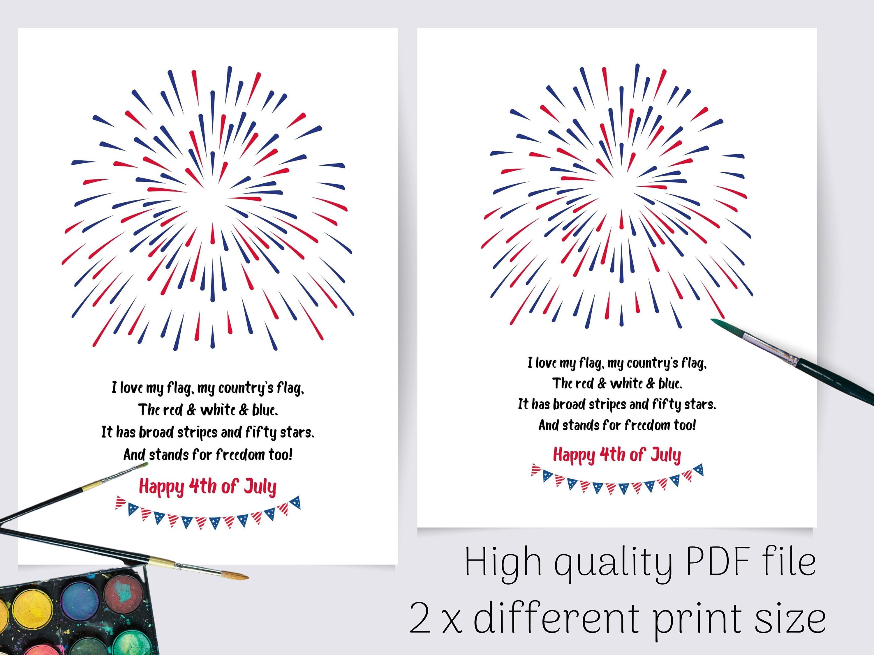 Firework Handprint Art Happy 4th of July Independence Day - Etsy