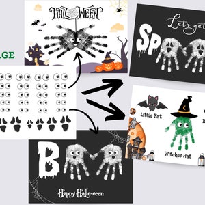 Halloween Handprint Footprint Fingerprint Craft Bundle, Halloween ...