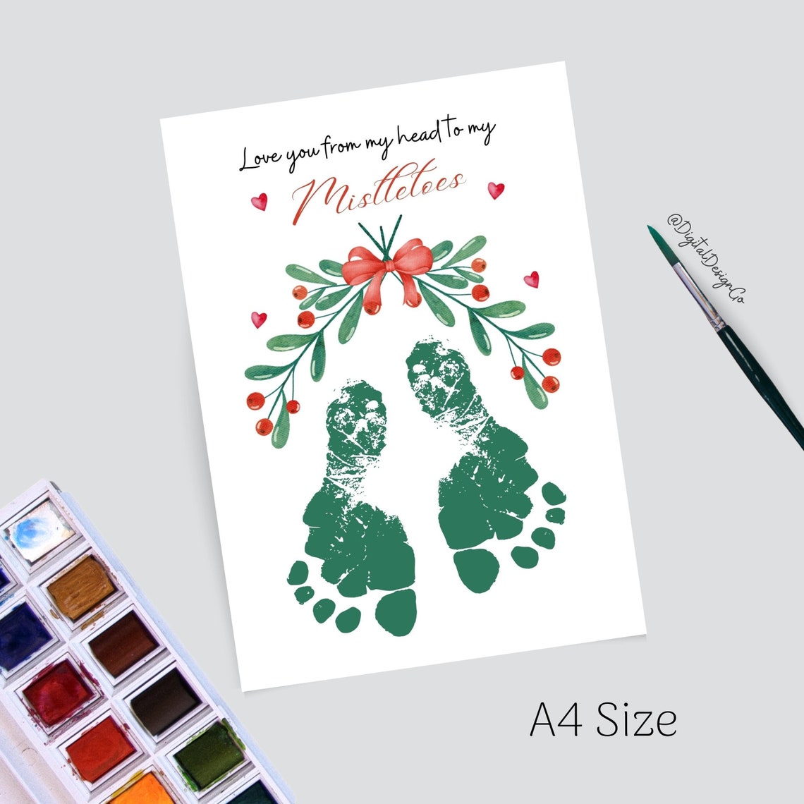 Mistletoe Christmas Footprint Art Craft Holiday Craft School - Etsy