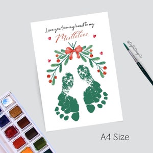 Mistletoe Christmas Footprint Art Craft, Holiday School Activity, Kids ...