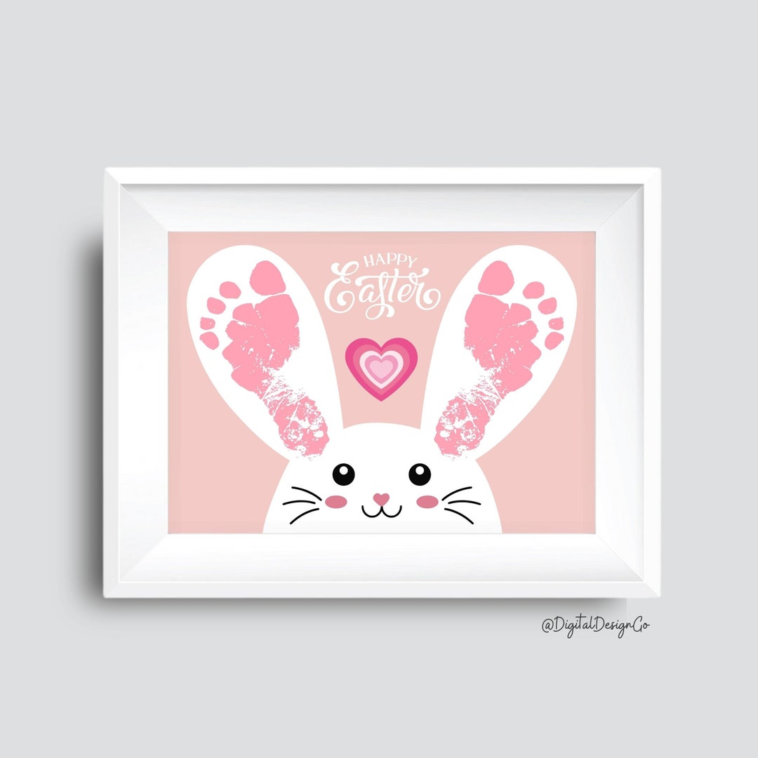 Happy Easter Bunny Footprint Art Craft, Easter Bunny Craft for Baby ...