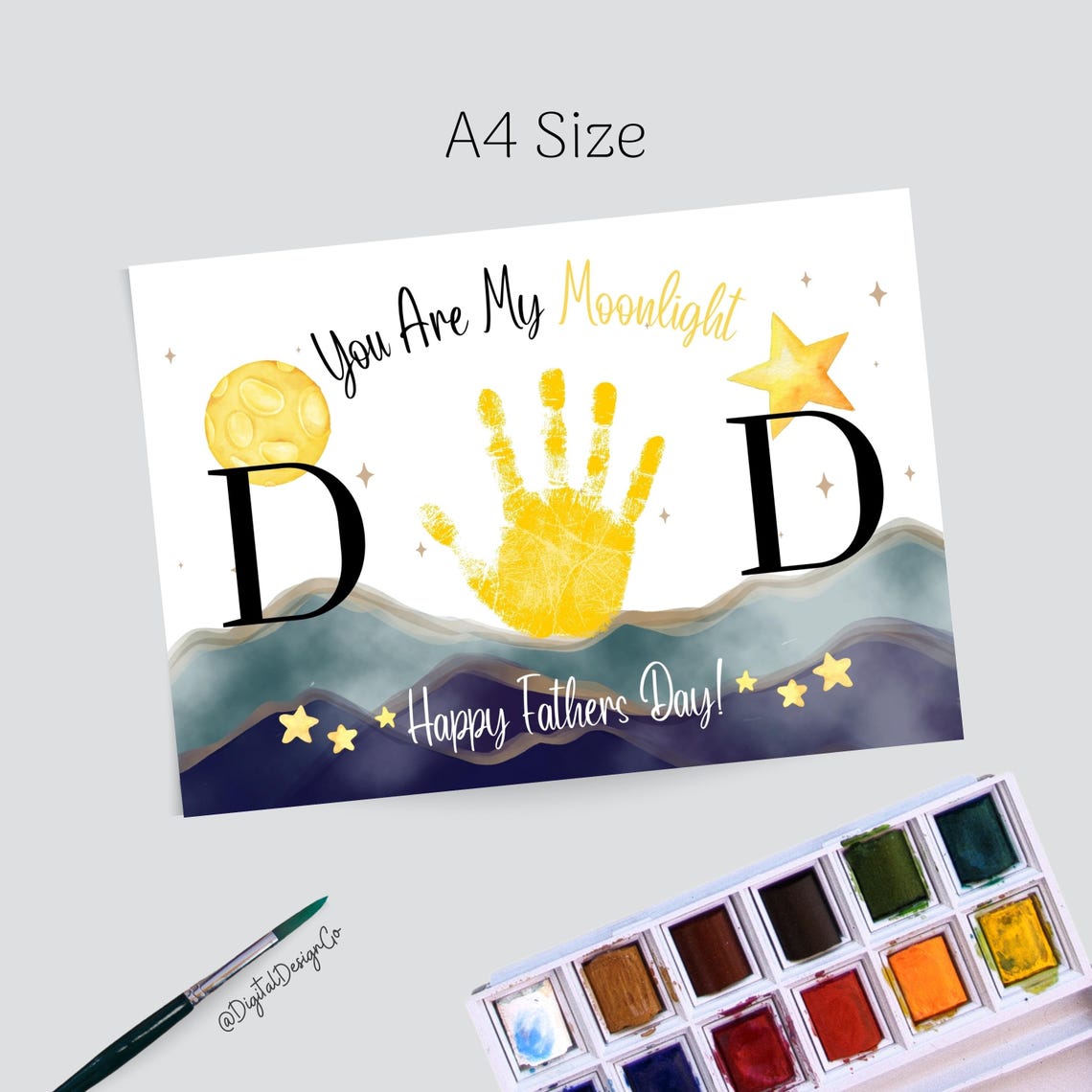 Handprint Art for Father's Day, You Are My Moonlight Dad, Easy DIY From ...