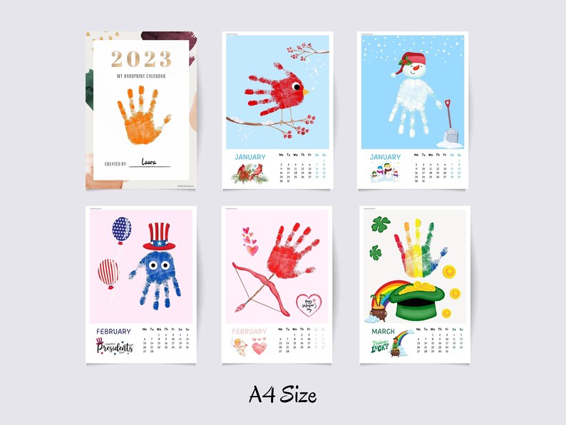 2023 Mega Handprint Calendar Handprint Art Craft DIY Gift - Etsy