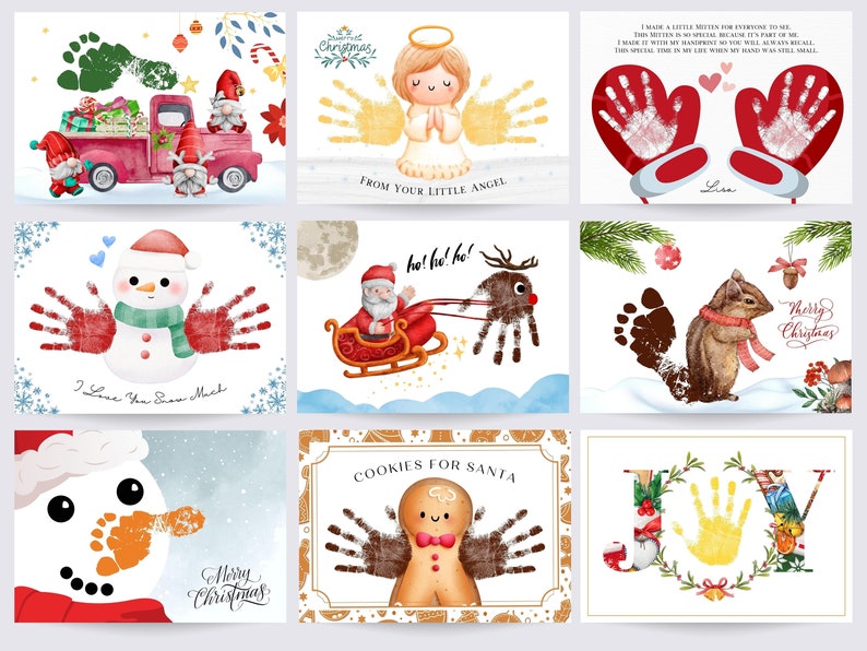 Christmas Handprint Footprint Art Craft Bundle Christmas - Etsy