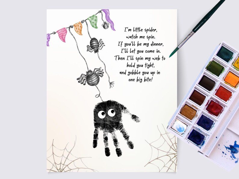 Halloween Spider Handprint Footprint Art Craft Spider Poem - Etsy