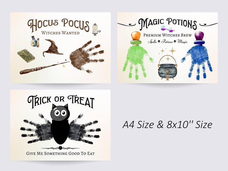 Halloween Handprint Footprint Art Craft Bundle Halloween - Etsy
