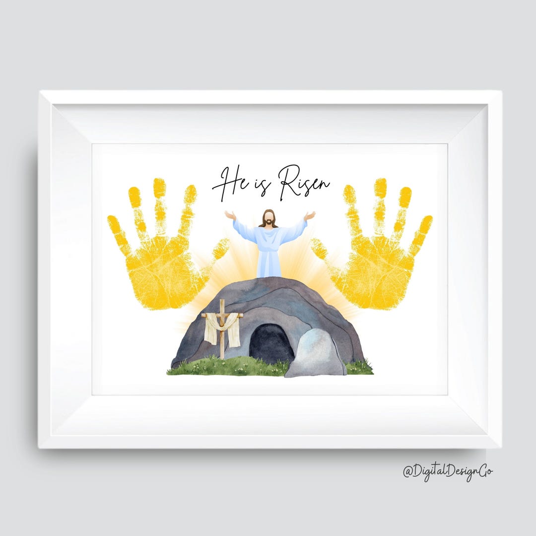 He is Risen Easter Sunday Handprint Art Craft, Kids Baby Toddler, DIY ...