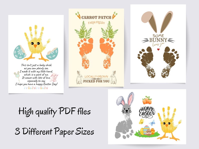 Easter Handprint Footprint Art Craft Bundle Happy Hoppy - Etsy