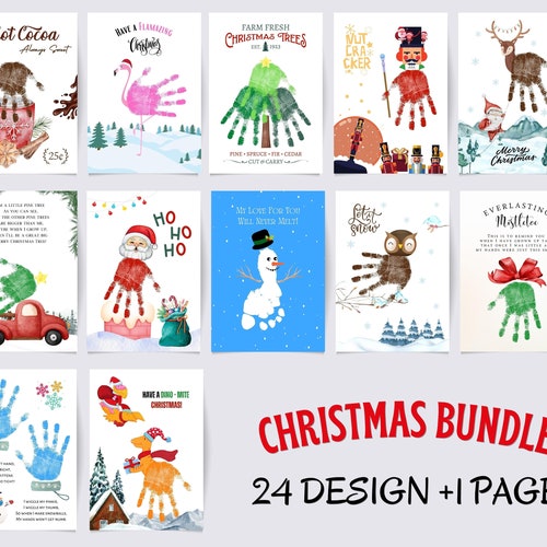 Christmas Handprint Footprint Craft Bundle Printable - Etsy
