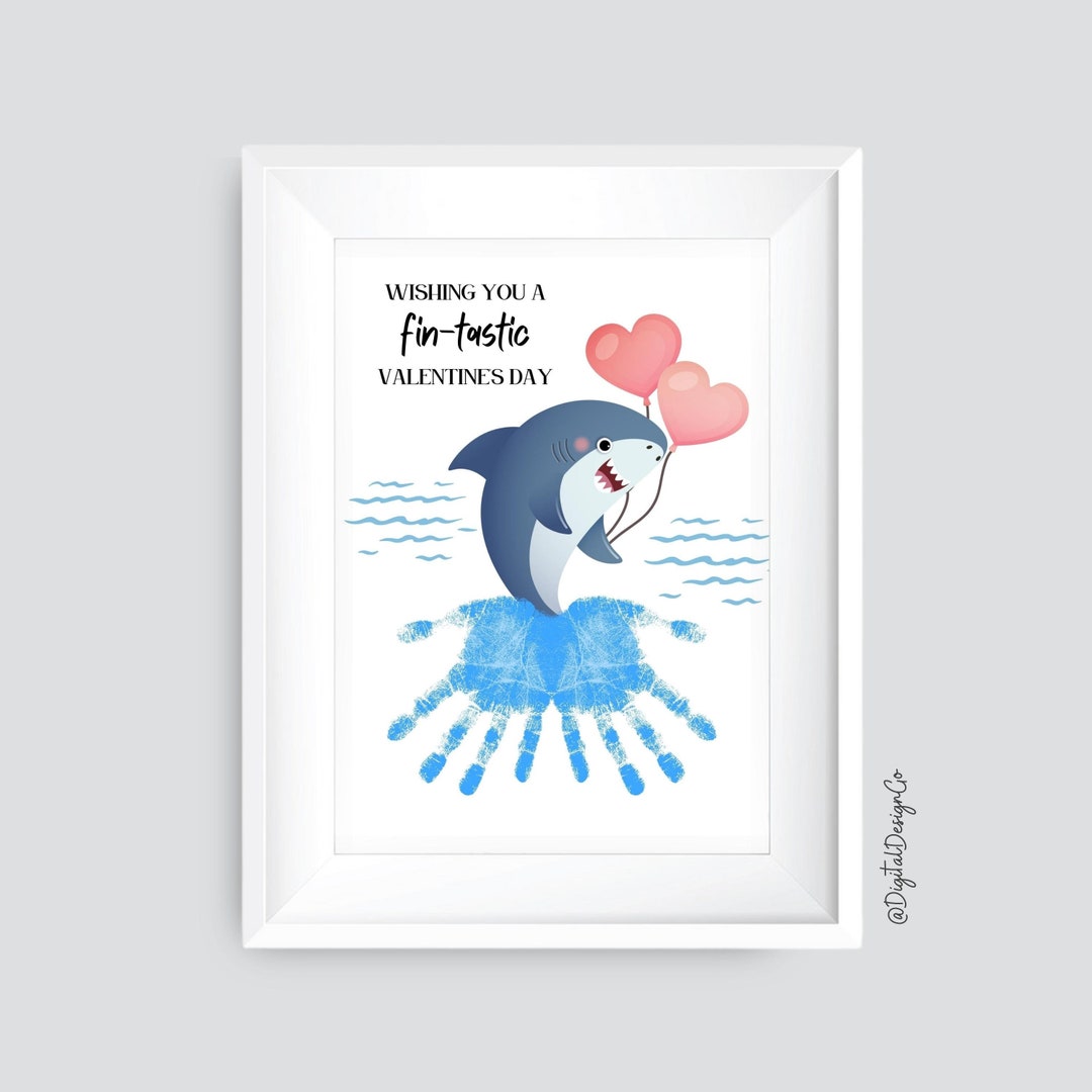 Handprint Art Craft, Fintastic Valentine's Day, Shark Handprint Craft ...
