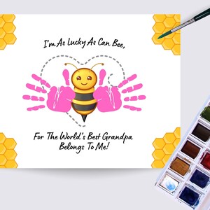 Grandpa & Papa Handprint Craft, Personalized Card, Printable Gift, Bee ...