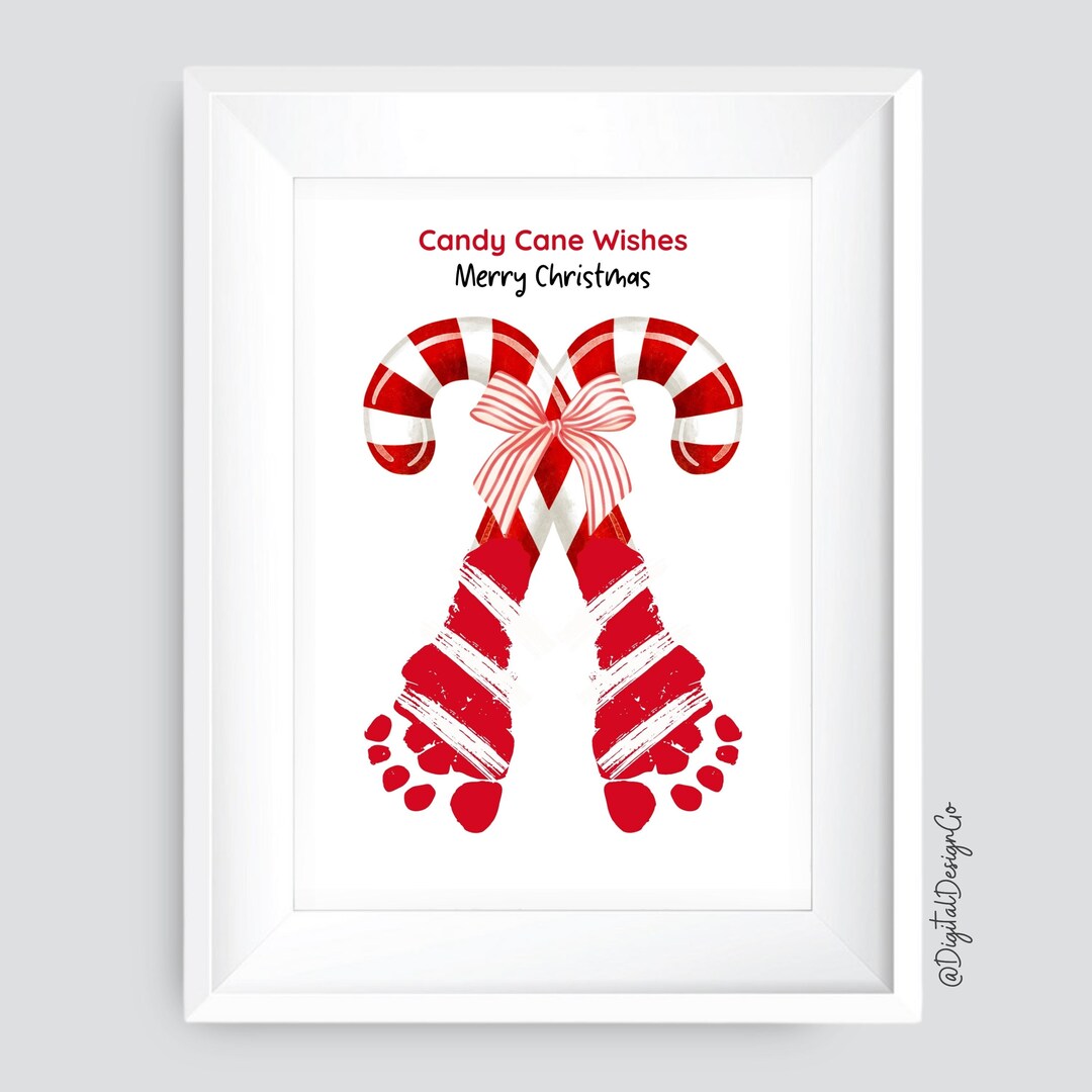 Candy Cane Wishes Merry Christmas, Candy Footprint Art Craft for Baby ...