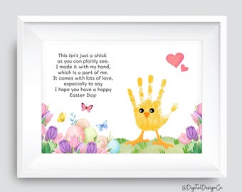 Easter Handprint Art Craft, Poem, Happy Easter, Chick Handprint Craft ...