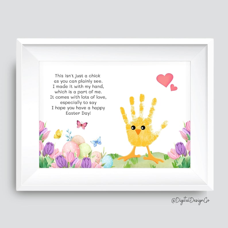 Easter Handprint Art Craft, Poem, Happy Easter, Chick Handprint Craft ...