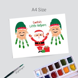 Christmas Handprint Art, Santa's Little Helpers, Christmas Elf Craft ...