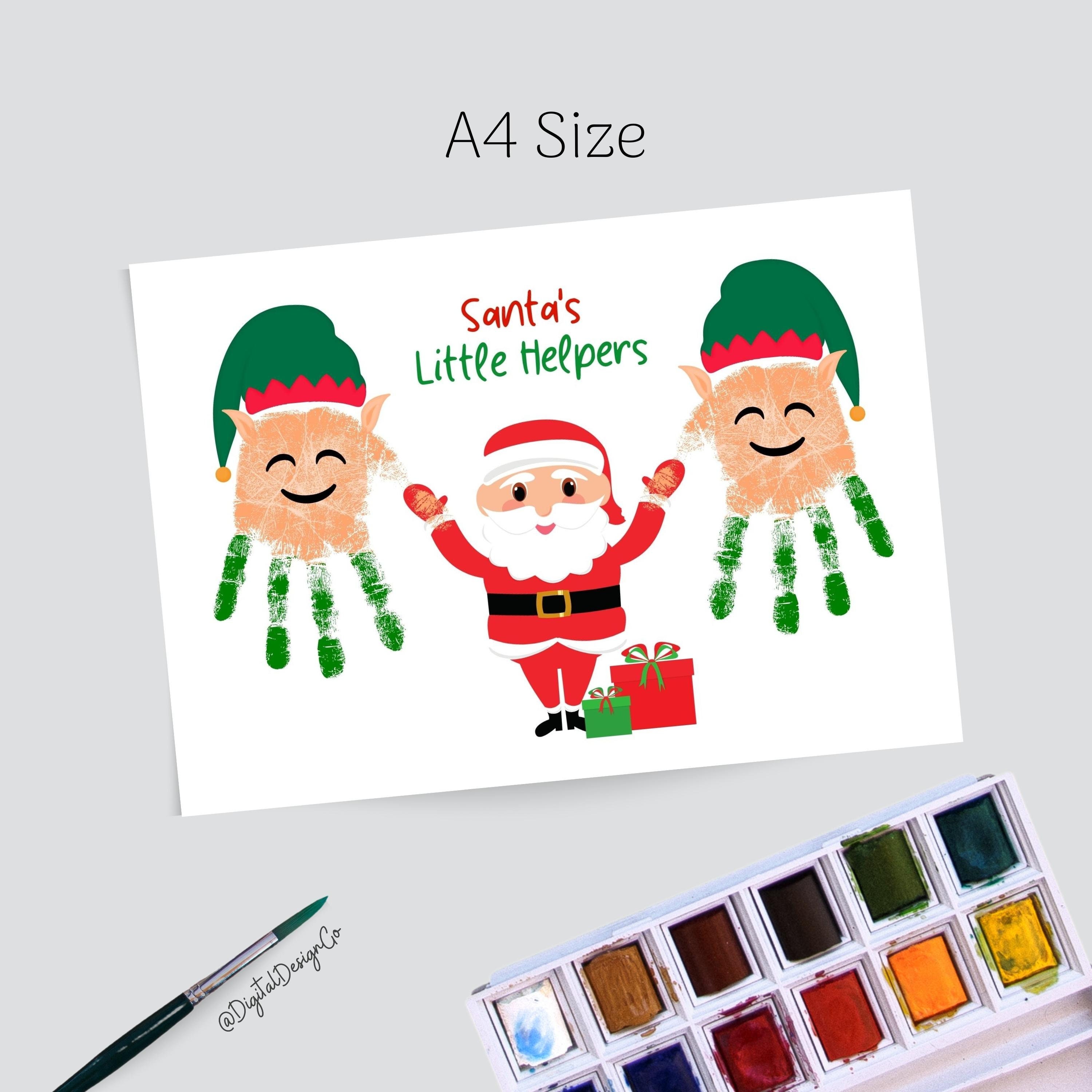 Christmas Handprint Art, Santa's Little Helpers, Christmas Elf Craft ...
