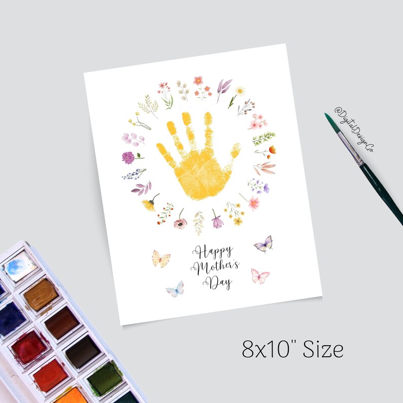 Mother's Day Handprint Art Craft, Floral Frame Handprint Craft for Kids ...