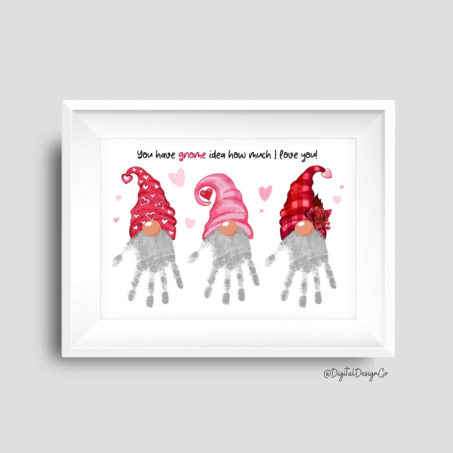 Gnome Handprint Art Valentines Day Handprint Craft Gift DIY - Etsy