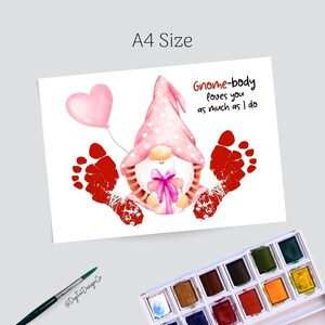 Valentines Day Footprint Art, Gnome Body Loves You, Gnome Craft, Baby ...