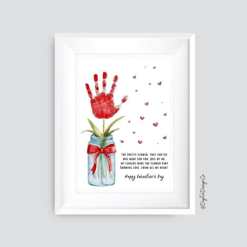 Flower Handprint Art Craft Poem Valentine's Day - Etsy UK