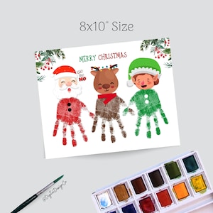 Christmas Handprint Art / Santa Deer Elf Handprint Craft for Kids Baby ...