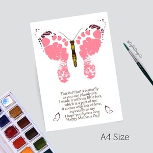Mother's Day Footprint Art Craft, Butterfly Footprint Art for Kids Baby ...