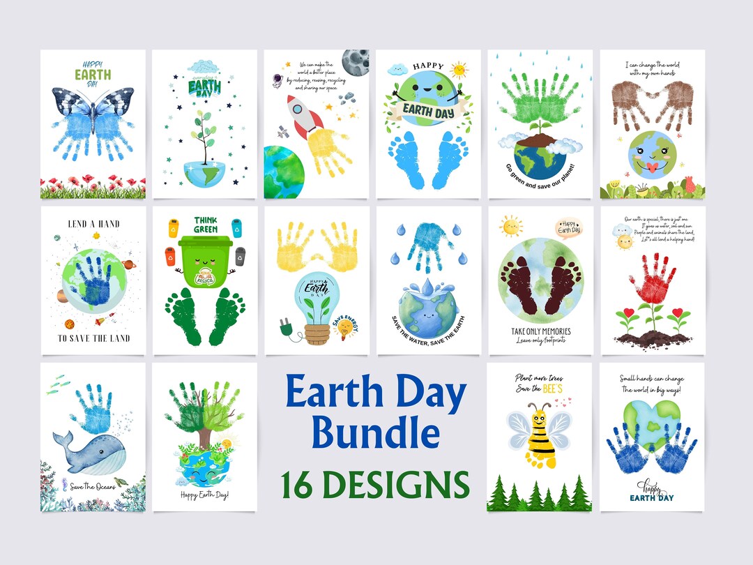 Earth Day Bundle, Handprint Footprint Art Craft, Earth Day Handprint ...
