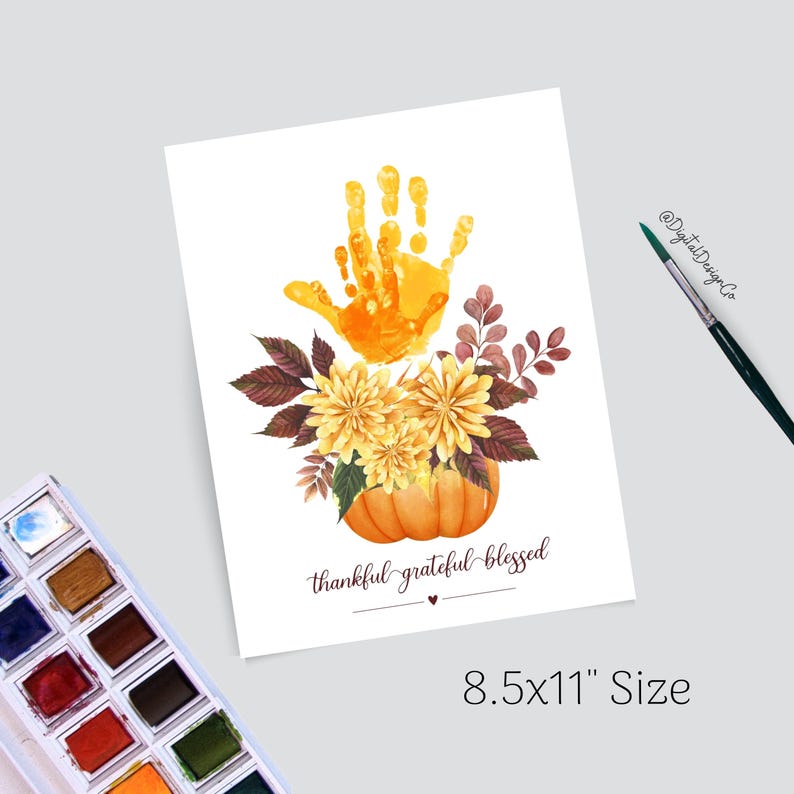 Thanksgiving Handprint Art / Fall Autumn Flower Handprint Craft / Kids ...