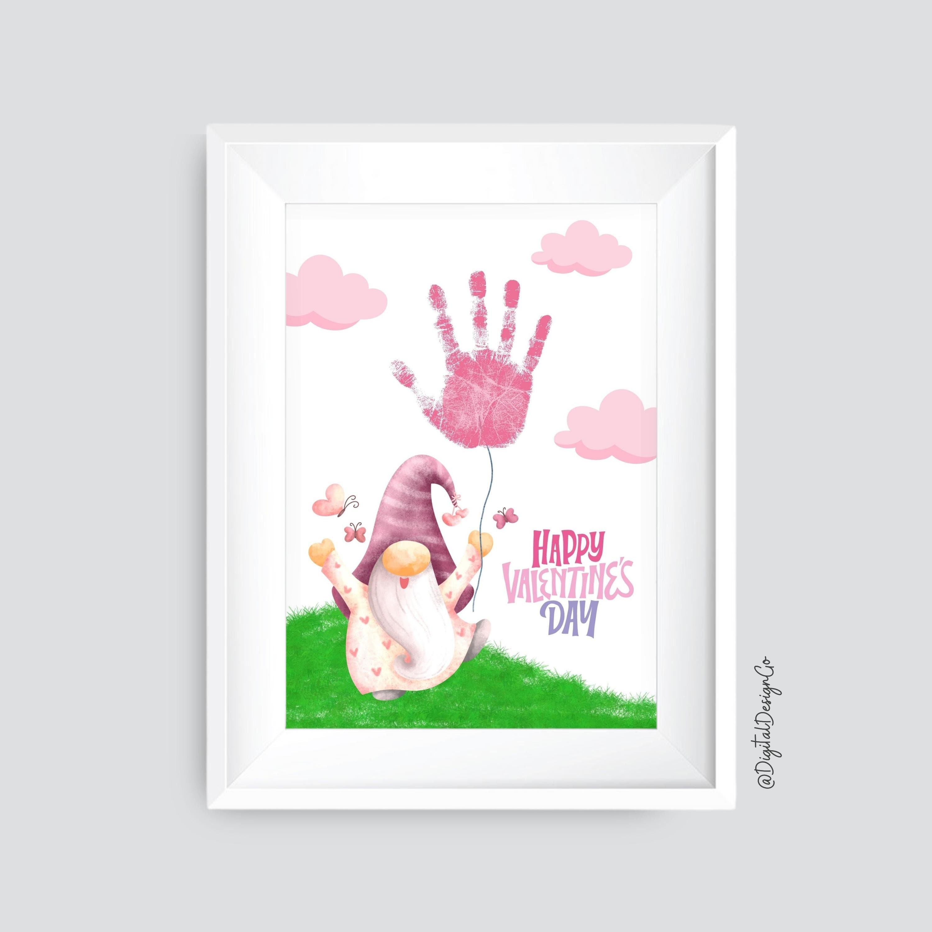 Gnome Handprint Footprint Art Craft Happy Valentine's - Etsy