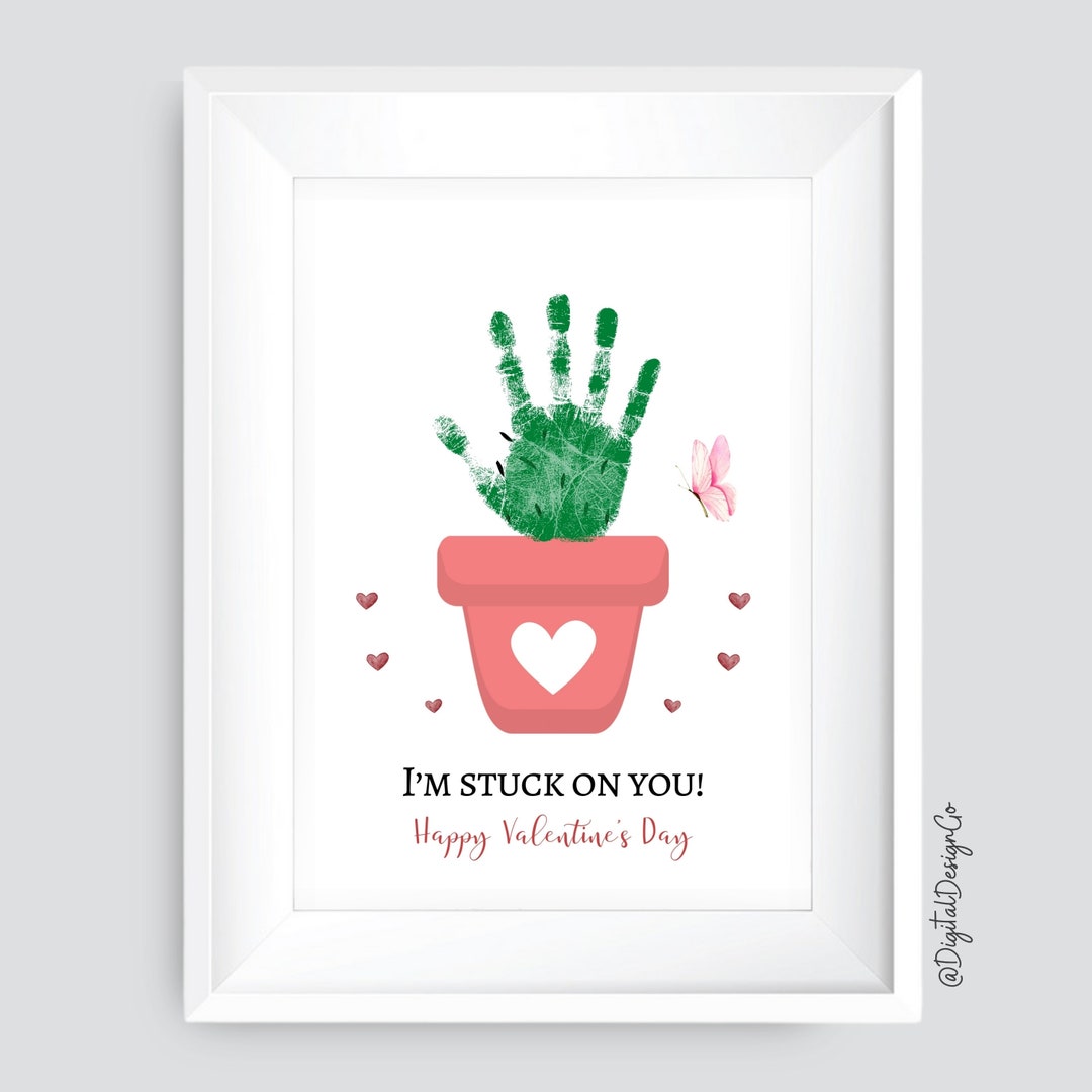 Valentine's Day Handprint Art, I'm Stuck on You, Cactus Handprint Craft ...