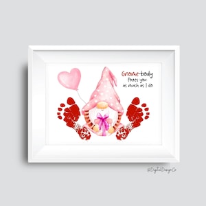 Valentines Day Footprint Art, Gnome Body Loves You, Gnome Craft, Baby ...
