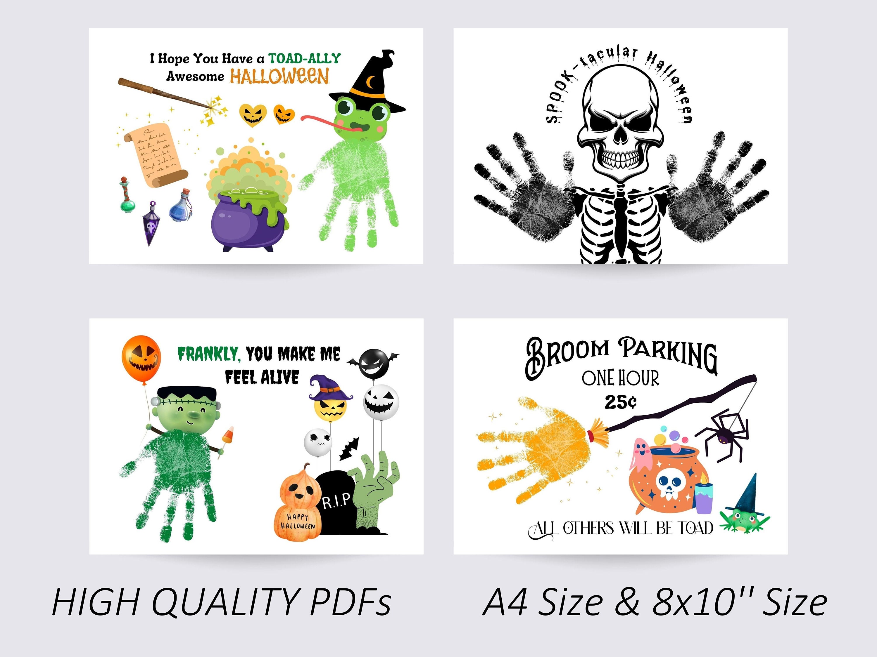 Halloween Handprint Footprint Fingerprint Craft Bundle, Halloween ...