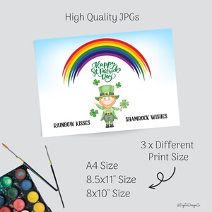 Rainbow Kisses Shamrock Wishes, Happy St Patricks Day Clover Handprint ...