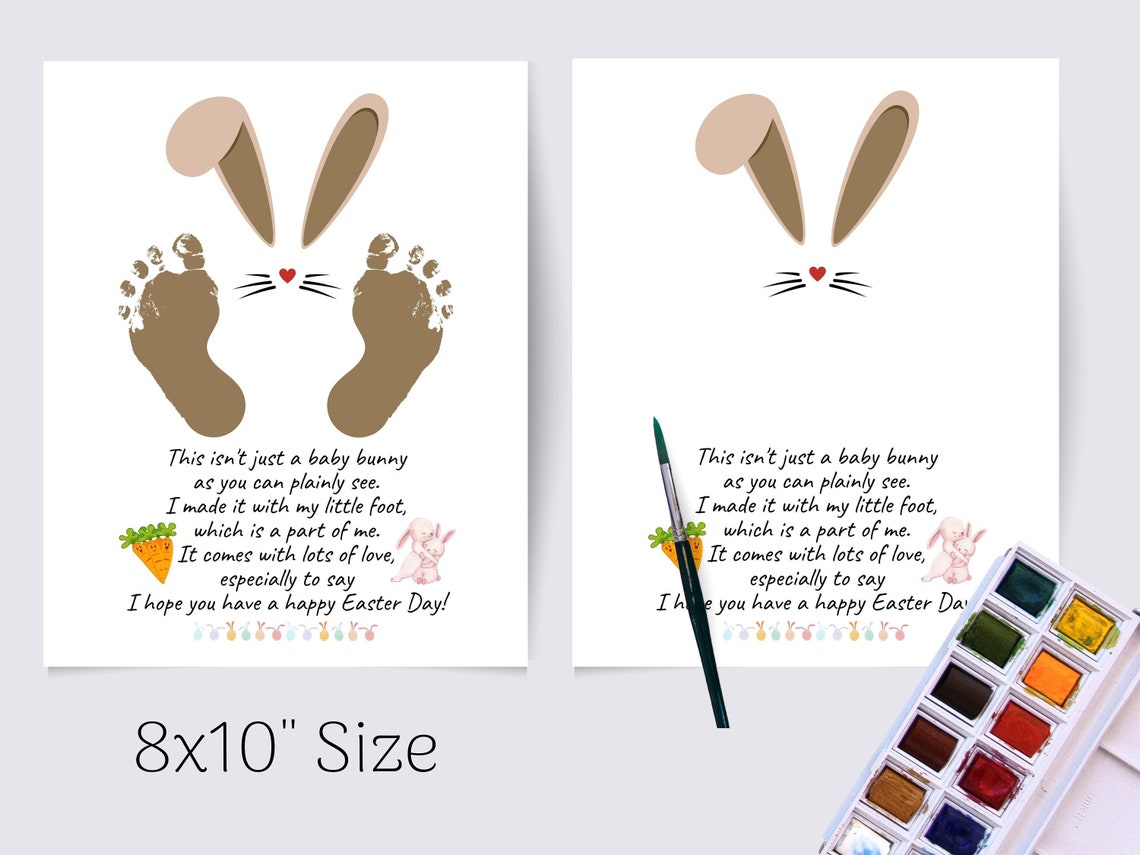Easter Bunny Footprint Art Project for Kids Toddler Footprint | Etsy