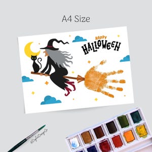 Halloween Handprint Art Craft, Witch Broom Stick, Happy Halloween, Kids ...