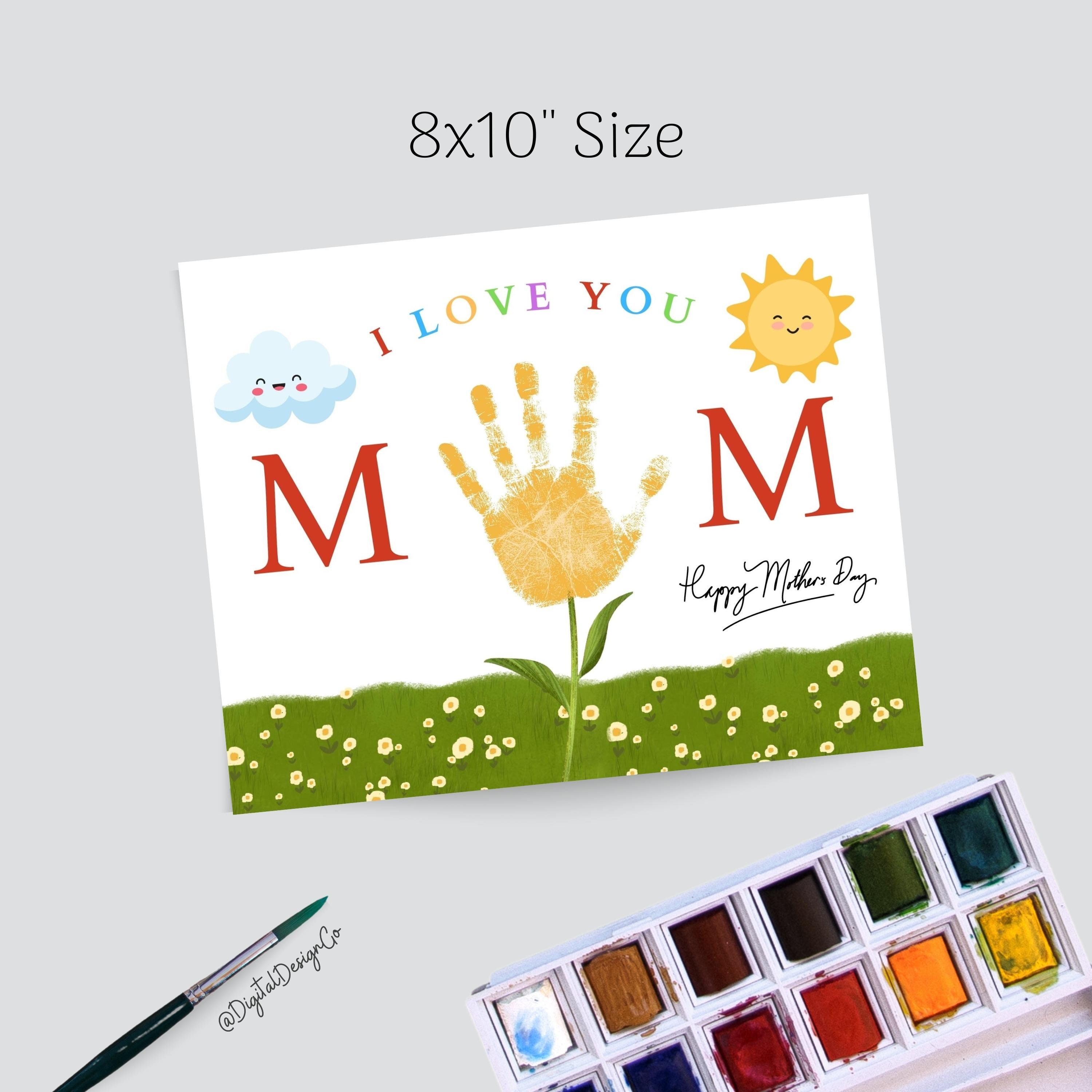 Mother's Day Handprint Craft I Love You Mom Happy - Etsy