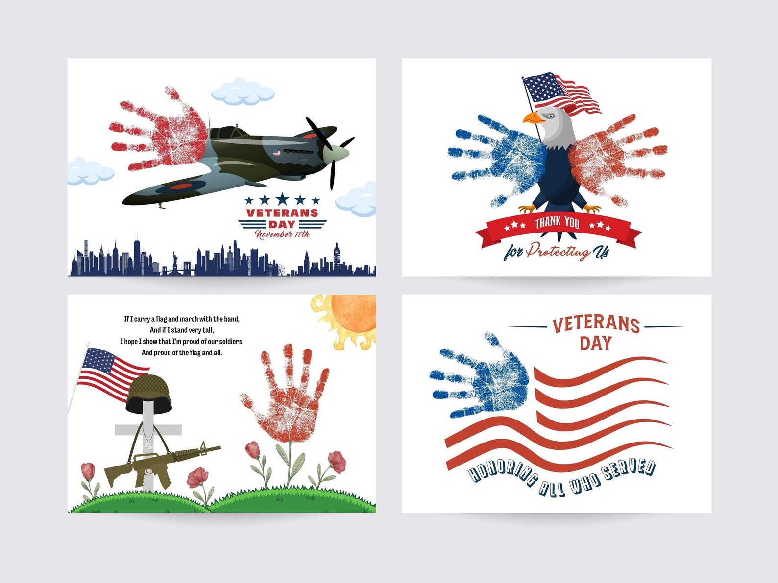 Veterans Day Bundle Handprint Art Poem USA Handprint Craft - Etsy