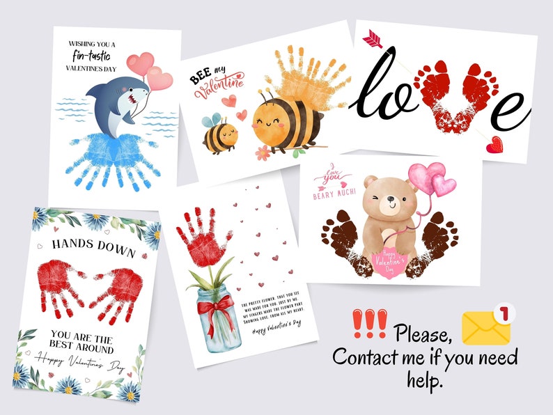 Valentine's Day Bundle Footprint Art Craft Handprint Art - Etsy