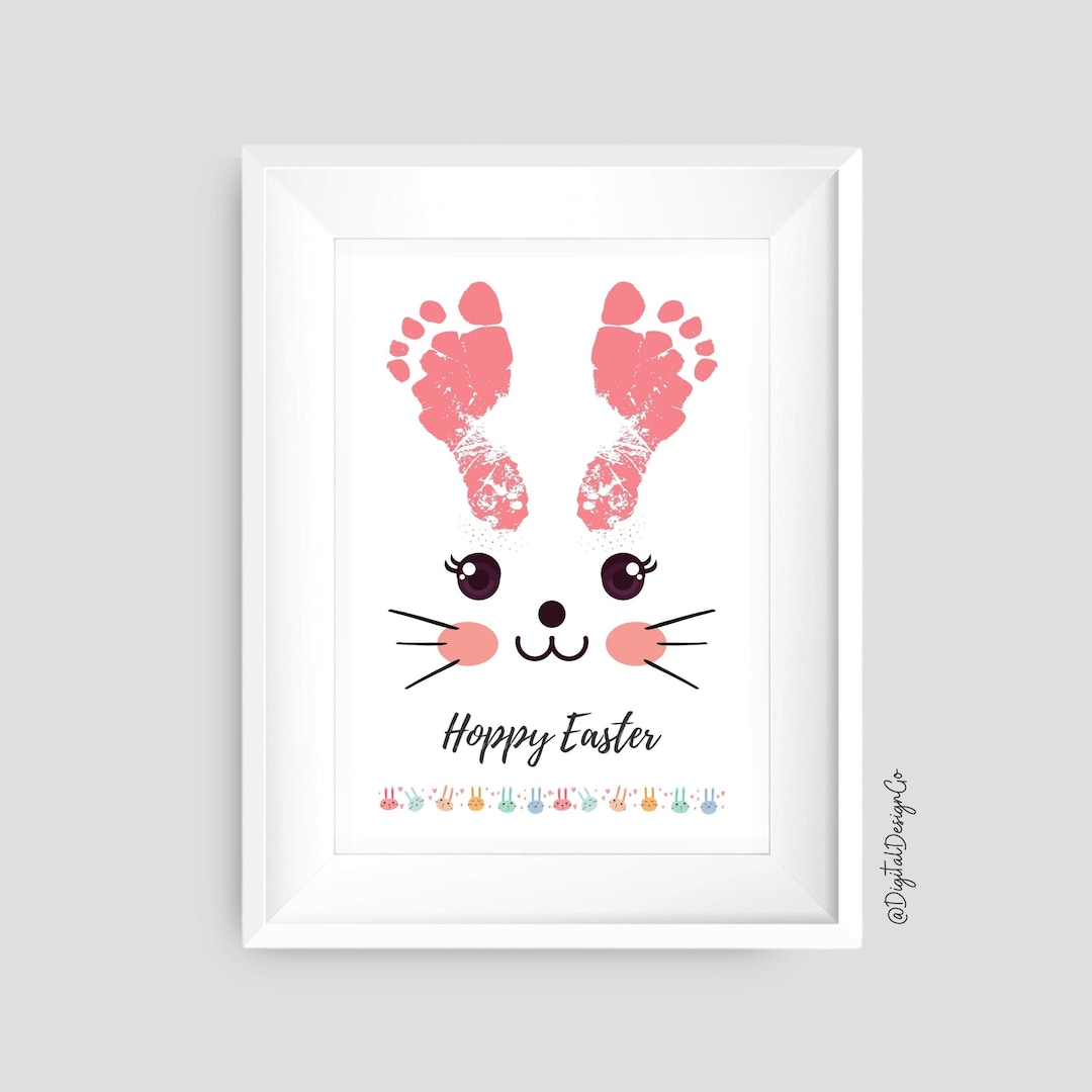 Hoppy Easter, Easter Bunny Footprint Art, Cute Bunny Ears Feet, Happy ...