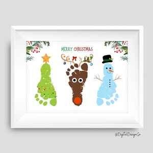 Christmas Footprint Art, Christmas Tree, Reindeer, Snowman Footprint ...