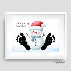 Christmas Footprint Art, I Love You Snow Much, Snowman Footprint, Baby ...