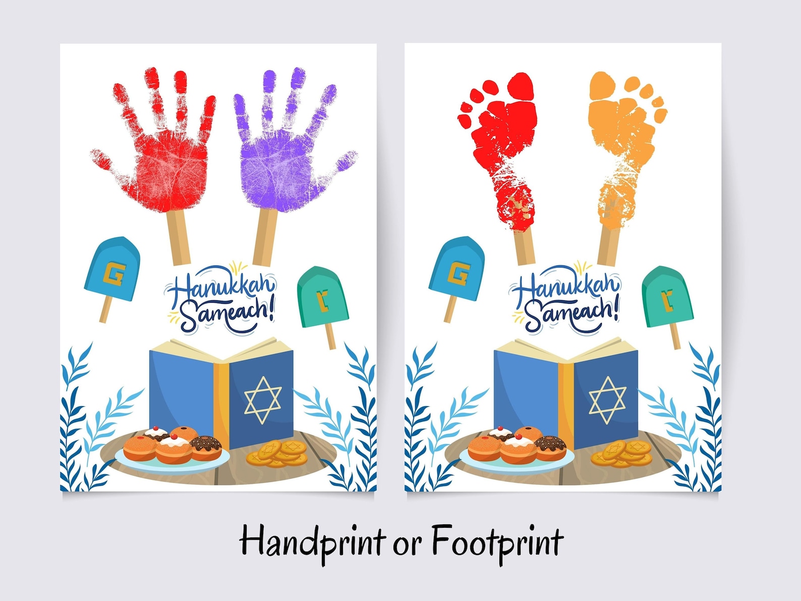 Hanukkah Handprint Footprint Fingerprint Art Craft Hanukkah - Etsy