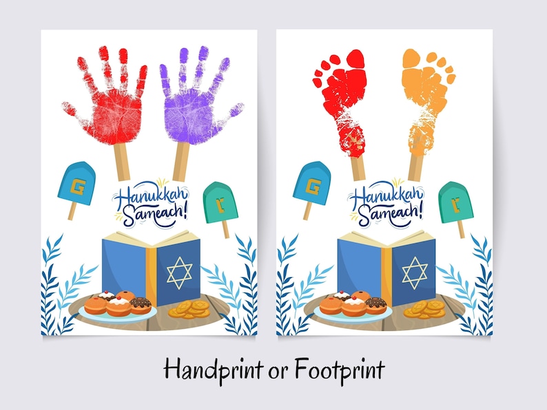 Hanukkah Handprint Footprint Fingerprint Art Craft Hanukkah - Etsy