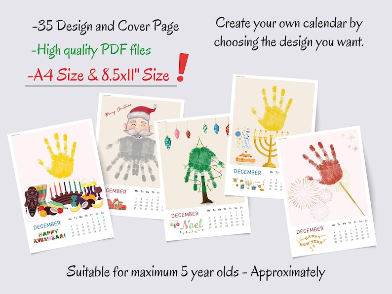2023 Mega Handprint Calendar Handprint Art Craft DIY Gift - Etsy