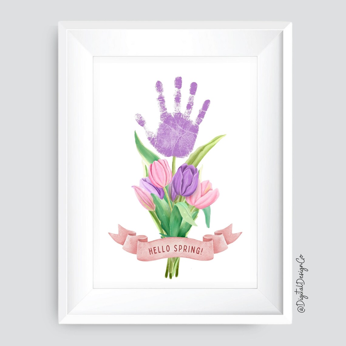 Hello Spring, Flower Handprint Art Craft, Easter, Spring Tulip ...