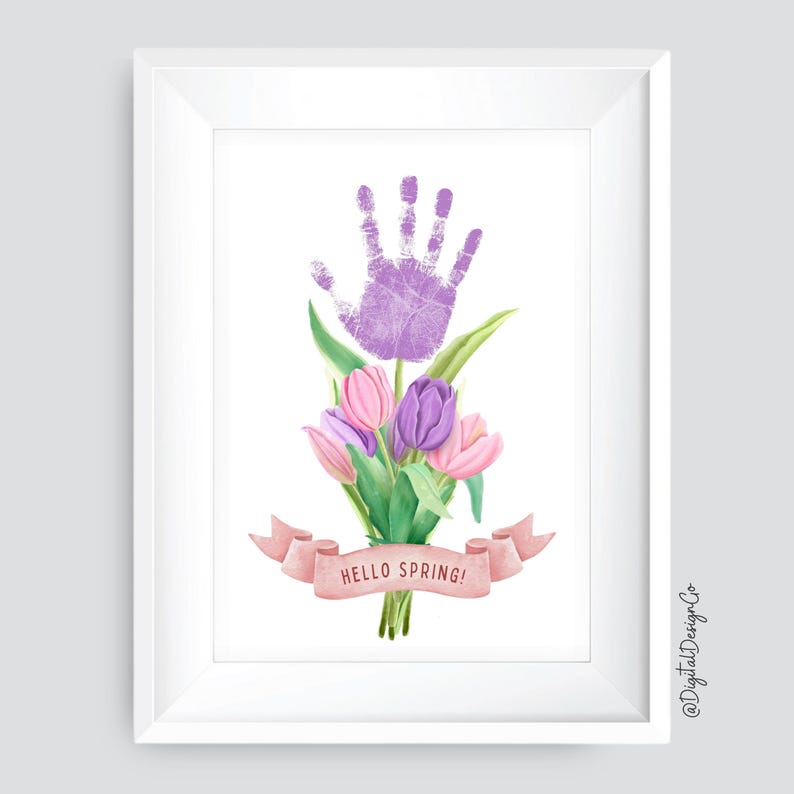 Hello Spring, Flower Handprint Art Craft, Easter, Spring Tulip ...