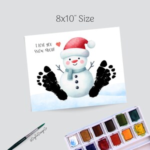 Christmas Footprint Art, I Love You Snow Much, Snowman Footprint, Baby ...